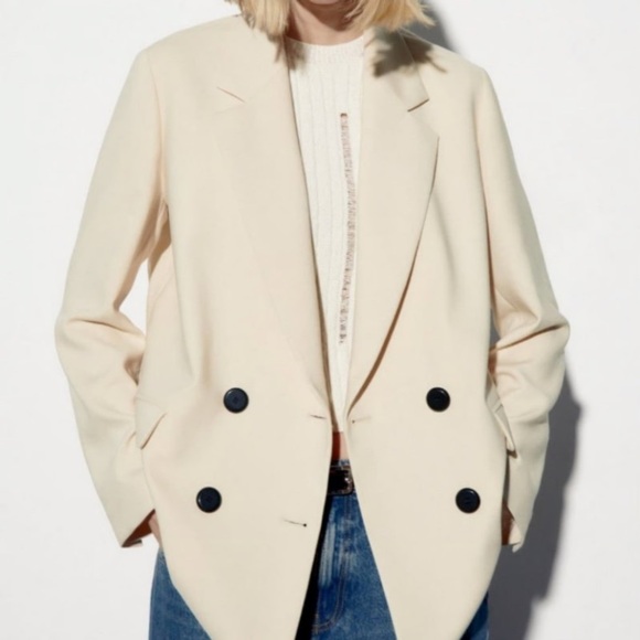 Zara | Jackets & Coats | Zara Womens Oversized Double Breasted Blazer ...
